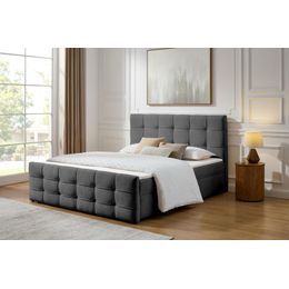 Boxbett OTTO HOME "Lilienne inkl. Bettkasten und Topper, Liegefläche 180x200cm", anthrazit, B:182cm L:219cm, Komplettbetten, erhältlich in der Größe 180x200 cm