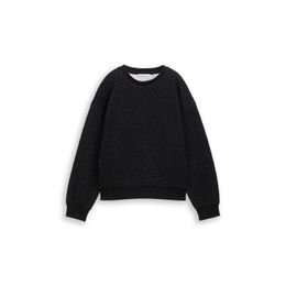 Tom Tailor Denim Damen Sweatshirt mit Glitzer-Effekt, schwarz, Uni, Gr. L