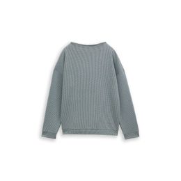 Tom Tailor Damen Loose Fit Sweatshirt mit Stehkragen, gr&uuml;n, Gemustert, Gr. XL