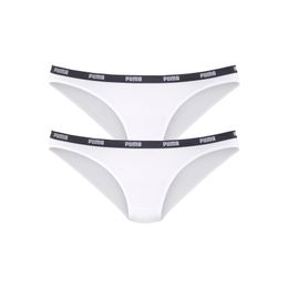 Bikinislip Puma "Iconic", Damen, Gr. L, wei&szlig;, Obermaterial: 57% Baumwolle, 38% Modal, 5% Elasthan, bedruckt, unifarben, bequem, Unterhosen, mit schmalem Logo-Webb&uuml;ndchen