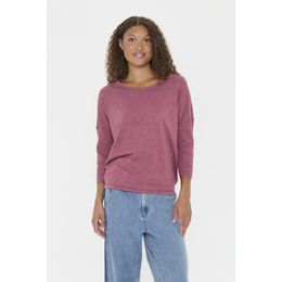 Rundhalspullover Saint Tropez "A2561, MilaSZ R-Neck", Damen, Gr. S, rot violet melange, Feinstrick, Obermaterial: 80% Viskose, 20% Polyacryl, meliert, normal, Rundhals, Pullover, Feinstrick mit Viskose, Casual Fit