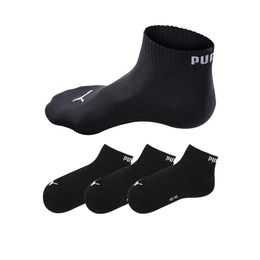 Kurzsocken Puma "Puma UNISEX QUARTER PLAIN 3P", Herren, Gr. 39-42, schwarz (3x schwarz), Baumwollmischung, unifarben, elastisch, Socken, Atmungsaktiv, Rippenbündchen, weiche Baumwollmischung