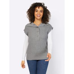 Pullunder Heine "Pullunder", Damen, Gr. 42, grau (grau, meliert), 50% Viskose, 28% Polyester, 22% Polyamid, unifarben, Pullover Pullunder