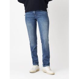 Skinny-fit-Jeans Toni, Damen, Gr. 38, N-Gr, blau (blau bleached), Denim/Jeans, Obermaterial: 93% Baumwolle, 5% Elastomultiester, 2% Elasthan, unifarben, skinny fit knöchellang, Jeans, im Four-Pocket Style