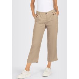 Leinenhose MAC "NORA cropped", Damen, Gr. 42, N-Gr, beige (sanddrift melange), Web, Obermaterial: 100% Leinen, 7/8-Länge, Hosen, Sommerhose temperaturausgleichend und angenehm auf der Haut
