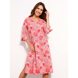 Sommerkleid "Sommerkleid", Damen, Gr. 48/50, Normalgrößen, rosa (flamingo, bedruckt), 100% Baumwolle, geblümt, gemustert, mehrfarbig, kurz, Rundhals, Kleider