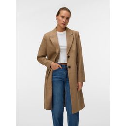 Véro Moda Langmantel VERO MODA "VMBLAZA HERINGBONE LONG WOOL COAT GA BOO", Damen, Gr. S, cub pattern:herringbone silber mink, Web, Obermaterial: 64% Polyester, 30% Wolle, 3% Polyacryl, 3% Polyamid, Fischgratmuster, gemustert, regular fit, V-Ausschnitt, Mäntel