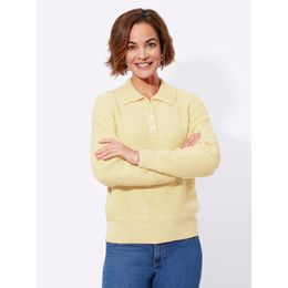 Polokragenpullover Classic Basics "Pullover", Damen, Gr. 52, gelb (vanille), 100% Polyacryl, unifarben, Pullover