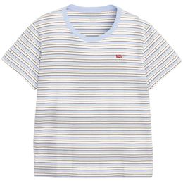 LEVI'S® PLUS T-Shirt LEVI'S PLUS "PL THE PERFECT", Damen, Gr. XL (46/48), light blau stripe chambra, Single Jersey, Obermaterial: 100% Baumwolle, gestreift, figurumspielend hüftbedeckend, Rundhals, abgesteppt, Shirts, im Streifendesign