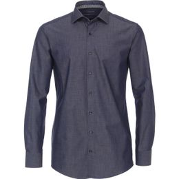 Businesshemd Venti "Venti Businesshemd uni", Herren, Gr. 41, Normalgr&ouml;&szlig;en, blau (graues dunkelblau), 88% Baumwolle, 12% Elasthan (LYCRA), unifarben, schmal, Hemden