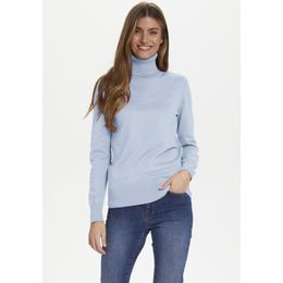 Rollkragenpullover Saint Tropez "J2046, MilaSZ Rollneck", Damen, Gr. L, blau (heather melange), Strick, Obermaterial: 80% Viskose, 20% Polyamid, meliert, normal, Rundhals, Rippbündchen, Pullover, Feinstrick mit Viskose, Classic fit