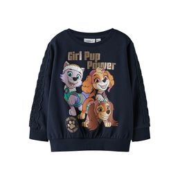 name it Sweatshirt 'NMFNABA PAW' M&auml;dchen Gr&ouml;&szlig;e 116 navy / braun / gold / flieder