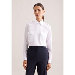 Kurzarmbluse Seidensticker, Damen, Gr. XL(42), weiß, 100% Baumwolle, unifarben, slim fit, ohne Ausschnitt, Blusen, 1/1 Kragen Uni