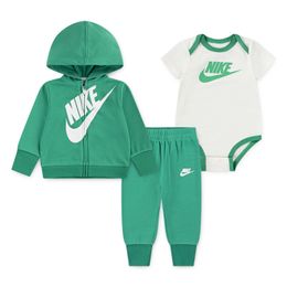 Neugeborenen-Geschenkset Nike Sportswear "NKN SUSTAINABLE 3PC FZ SET", Jungen, Gr. 74 (9), stadium grün, Sweatware, Obermaterial: 100% Polyester, KOB Set-Artikel, für Babys