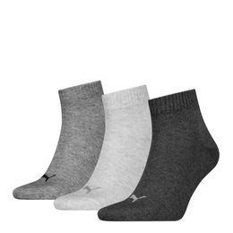 Kurzsocken Puma "Puma UNISEX QUARTER PLAIN 3P", Herren, Gr. 43-46, anthraci, l mel grau, m mel grau, Baumwollmischung, elastisch, Socken, Atmungsaktiv, Rippenbündchen, weiche Baumwollmischung