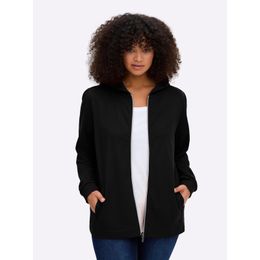 sheego Gro&szlig;e Gr&ouml;&szlig;en Sweatjacke, schwarz, Gr&ouml;&szlig;e 44/46 - Damen
