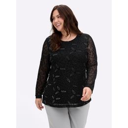 sheego by Joe Browns Damen Shirt mit Glitzersteinchen, schwarz, Größe 52/54