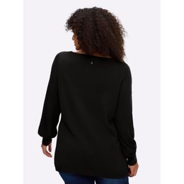 sheego Damen Pullover mit U-Boot-Ausschnitt, schwarz, Gr&ouml;&szlig;e 48/50