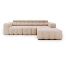 Ecksofa Ottomane rechts Chenille 289x188x78 beige KONSTANTIN