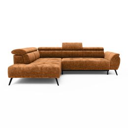 Ecksofa Ottomane links Chenille 284x208x79 rostfarben VALENTINA
