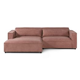 Ecksofa Ottomane links Geflechtstoff 266x150x80 rosa FINN