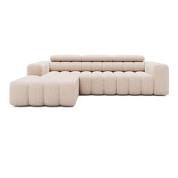 Ecksofa Ottomane links Chenille 289x188x78 beige KONSTANTIN