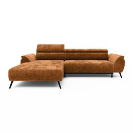 Ecksofa Ottomane links Chenille 286x184x79 rostfarben VALENTINA