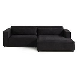 Ecksofa Ottomane rechts Geflechtstoff 266x150x80 anthrazit FINN