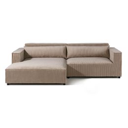 Ecksofa Ottomane links Cord Velours 266x150x80 beige FINN