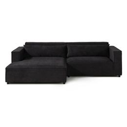 Ecksofa Ottomane links Geflechtstoff 266x150x80 anthrazit FINN