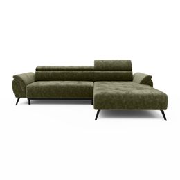 Ecksofa Ottomane links Chenille 286x184x79 grün VALENTINA