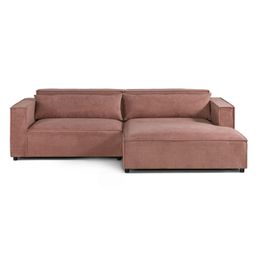 Ecksofa Ottomane rechts Geflechtstoff 266x150x80 rosa FINN