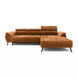 Ecksofa Ottomane rechts Chenille 286x184x79 rostfarben VALENTINA