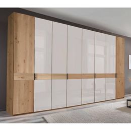 Pharao24.de Drehtürenschrank Kleiderschrank in Eiche Bianco und Weiß