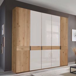 Pharao24.de Drehtürenschrank Drehtürenkleiderschrank in Eiche Bianco und Weiß