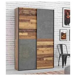 FORTE Kleiderschrank Mehrzweckschrank OZZULA Old Wood Vintage und Beton