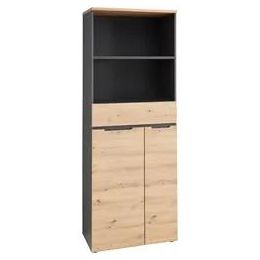 Innostyle B&uuml;roschrank MEMPHIS 2 T&uuml;ren 1 Schublade Artisan Eiche Korpus Graphit