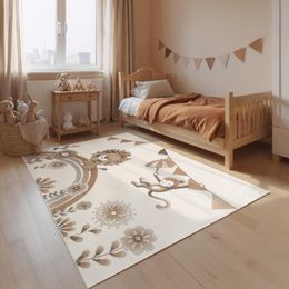 Villeroy & Boch Kinderteppich VILLEROY & BOCH "Roar like a Lion Summer Party", creme, mulitfarben, B:160cm H:9mm L:230cm, Polypropylen, Teppiche, Spielteppich weich, Kinderzimmer, Boho Kids Spielunterlage, Tieremotiv