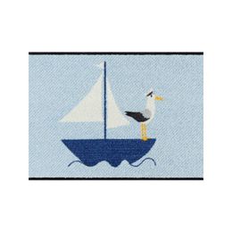 Fußmatte Salonloewe, blau, bedruckt, B:50cm H:7mm L:75cm, Kunstfaser, Polyamid, Teppiche