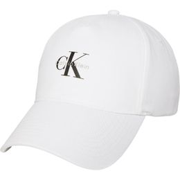 Baseball Cap Calvin Klein Jeans "MONOLOGO PRINTED BASEBALL CAP", Herren, hellweiß, Web, Baumwolle, unifarben, Caps, Mit festem Schirm