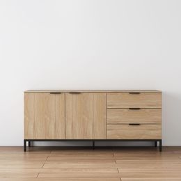 Sideboard OTTO HOME "Jorinde", natur, B:160cm H:70cm T:40cm, ABS-Kunststoff, FSC-zertifizierter Holzwerkstoff, MDF, Melamin, Spanplatte, Sideboards, Melaminoberfläche, flexibler Stauraum und robustes Metallgestell