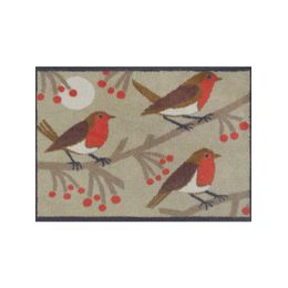 Fußmatte, sand, rot, B:60cm H:9mm L:85cm, Baumwolle, Viskose, Teppiche