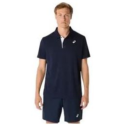 asics f&uuml;r Herren. 2041A340 Polohemd Court navy (S), Sportlich, Synthetisch, Tennis/Padel, Multisport, Kurzarm, Nachhaltig, Marine
