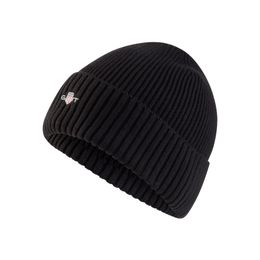 Strickmütze Gant "COTTON BLEND LOGO BEANIE", Herren, schwarz, Strick, Baumwollmischung, Mützen, Regular fit