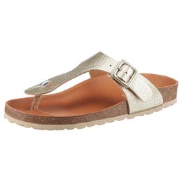 Zehentrenner VERBENAS "Ryton Elephant", Damen, Gr. 36, gold (goldfarben), Lederimitat, leicht glänzend, Schuhe, Sommerschuh, Zehentrenner für City- und Strandbesuche geeignet