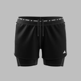 Laufshorts adidas Performance "OTR E 3S 2in1 S", Damen, Gr. 2X, N-Gr, schwarz, Obermaterial: 100% Polyester, Hosen