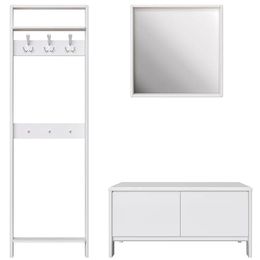 Garderoben-Set Home Affaire "Luven", weiß, Massivholz, Kastenmöbel-Sets, aus Massivholz, FSC, bestehend aus Spiegel, Paneel und Kommode