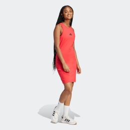 Shirtkleid adidas Sportswear "W FI SL DRESS", Damen, Gr. L, N-Gr, rot (pure ruby), Obermaterial: 90% Baumwolle, 10% Elasthan, Kleider