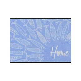 Fußmatte Salonloewe, bleu, ecru, B:50cm H:7mm L:75cm, Kunstfaser, Polyamid, Teppiche