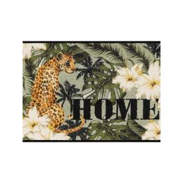Fußmatte Salonloewe, grün, ecru, bedruckt, B:50cm H:7mm L:75cm, Kunstfaser, Polyamid, Teppiche